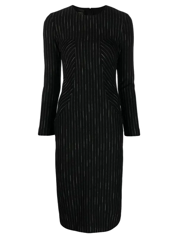 Pinko Striped Midi Dress - Black