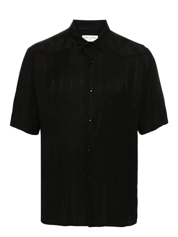 Saint Laurent Cassandre Striped Shirt - Black