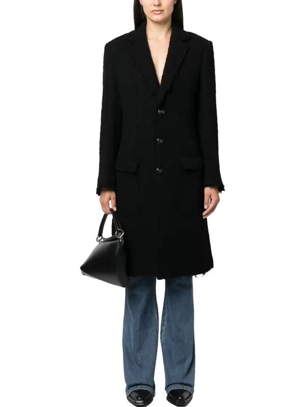 Dsquared2 Single-breasted Bouclé Coat - Black