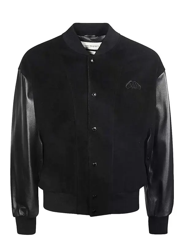 Alexander McQueen Seal Appliqué Bomber Jacket - Black
