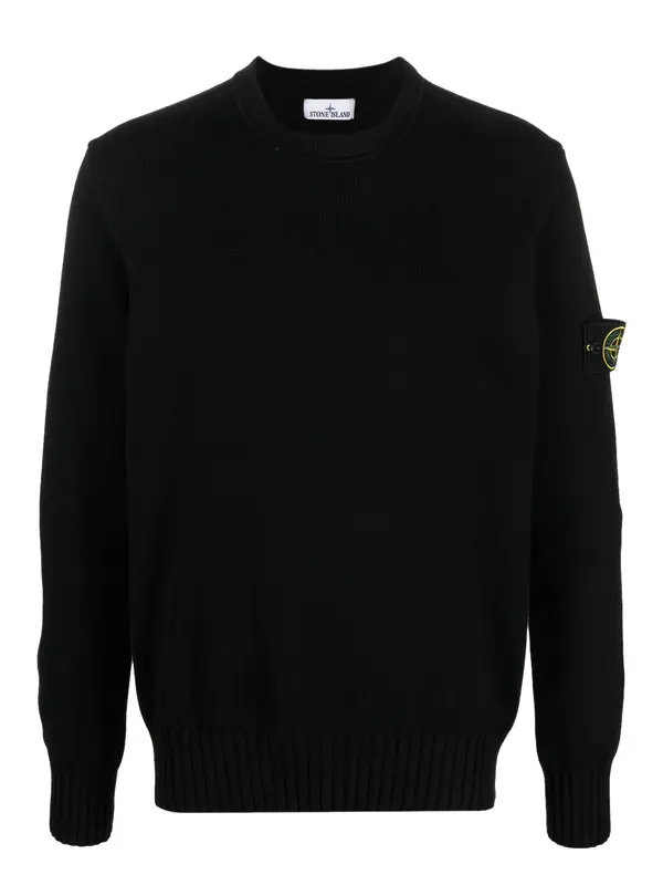 Stone Island Compass-patch Cotton-blend Jumper - Black