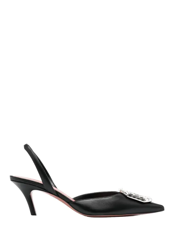Amina Muaddi 60mm Camelia Slingback Pumps - Black