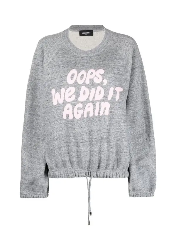 Dsquared2 Slogan Print Crewneck Sweatshirt - Grey