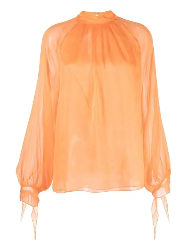 Roberto Cavalli Semi-sheer Silk Blouse - Orange