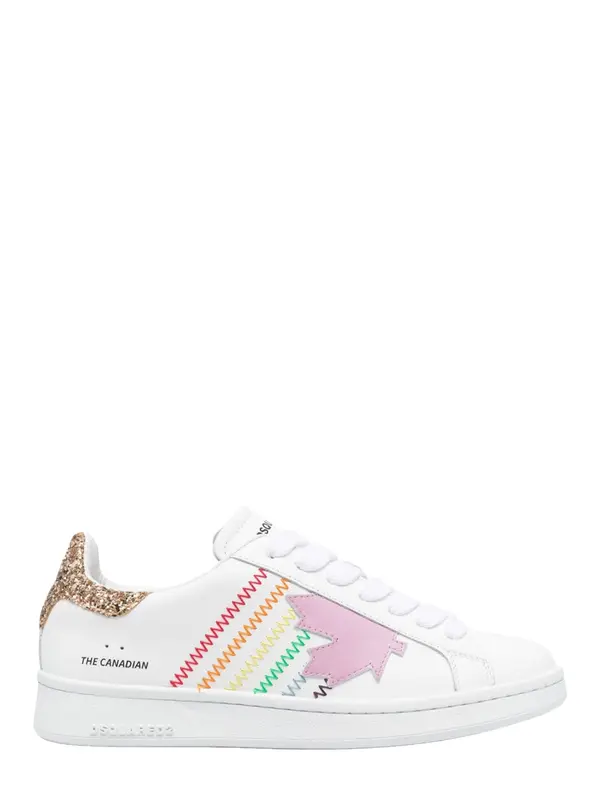 Dsquared2 Contrast-stitch Leather Sneakers - White