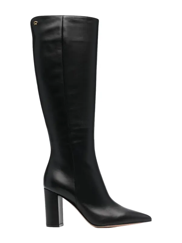 GIANVITO ROSSI 90mm Point-toe Leather Boots - Black