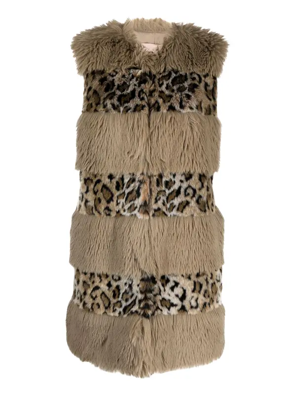 TWINSET Animal-print Faux-fur Gilet - Neutrals