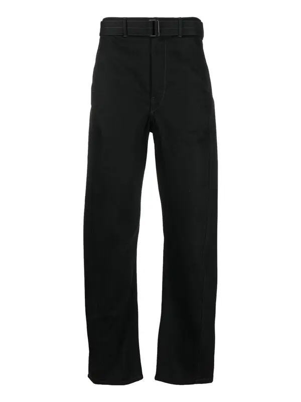 LEMAIRE Belted Straight-leg Trousers - Black
