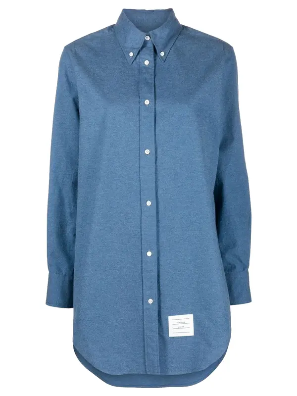 Thom Browne Logo-patch Shirt Dress - Blue