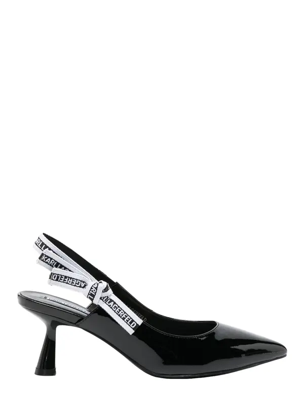 Karl Lagerfeld 75mm Logo-strap Leather Pumps - Black