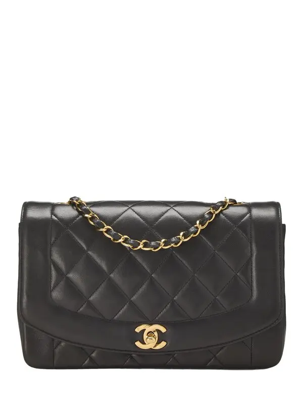 Chanel Quilted Lambskin Diana Flap Bag - Black