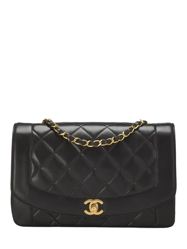 Chanel Quilted Lambskin Diana Flap Bag - Black