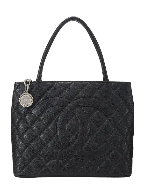 Chanel Quilted Caviar Medallion Tote - Black