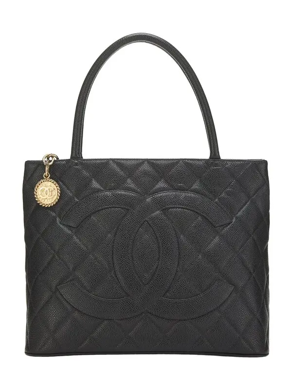 Chanel Quilted Caviar Medallion Tote - Black