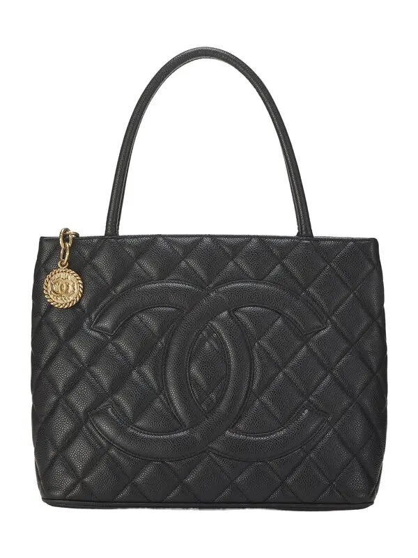 Chanel Quilted Caviar Medallion Tote - Black