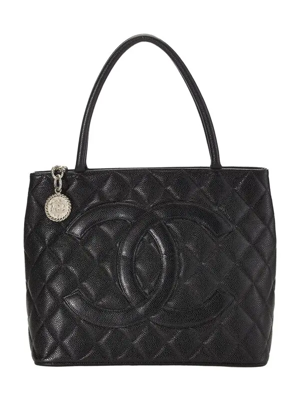 Chanel Quilted Caviar Medallion Tote - Black