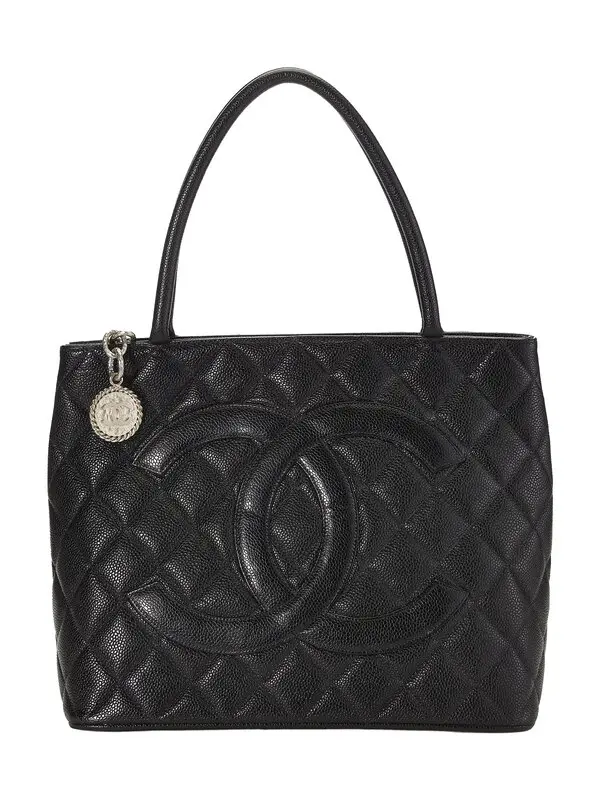 Chanel Quilted Caviar Medallion Tote - Black