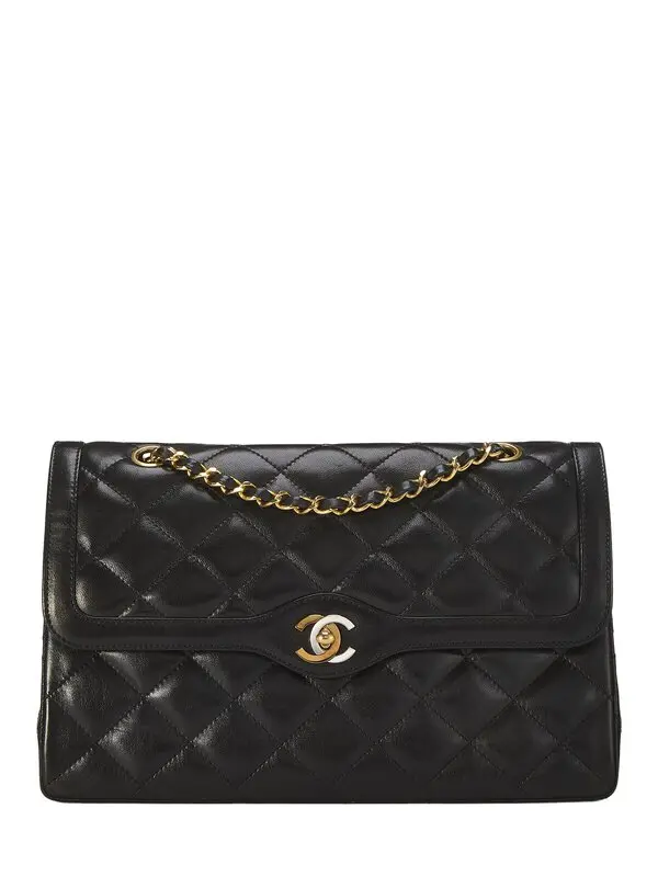 Chanel Quilted Lambskin Paris Limited Double Flap Jumbo - Black