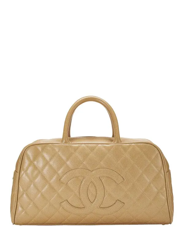 Chanel Quilted Caviar Bowler Bag - Beige