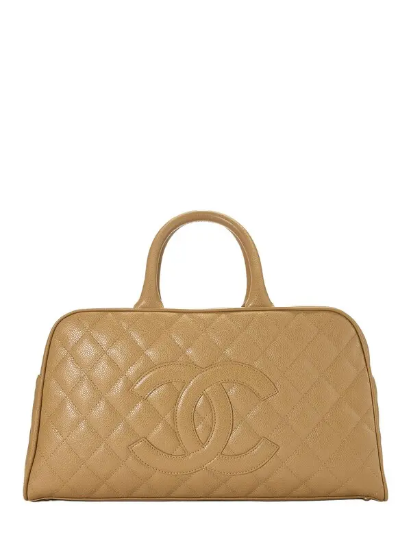Chanel Quilted Caviar Bowler Bag - Beige