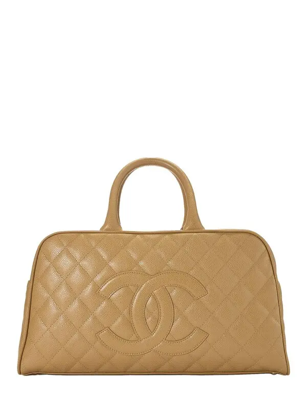 Chanel Quilted Caviar Bowler Bag - Beige