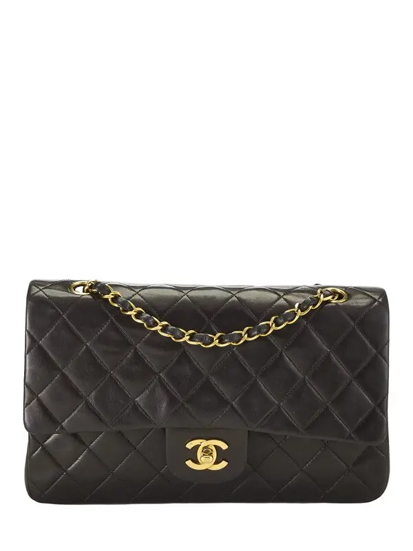 Chanel Quilted Lambskin Double Flap Bag - Black