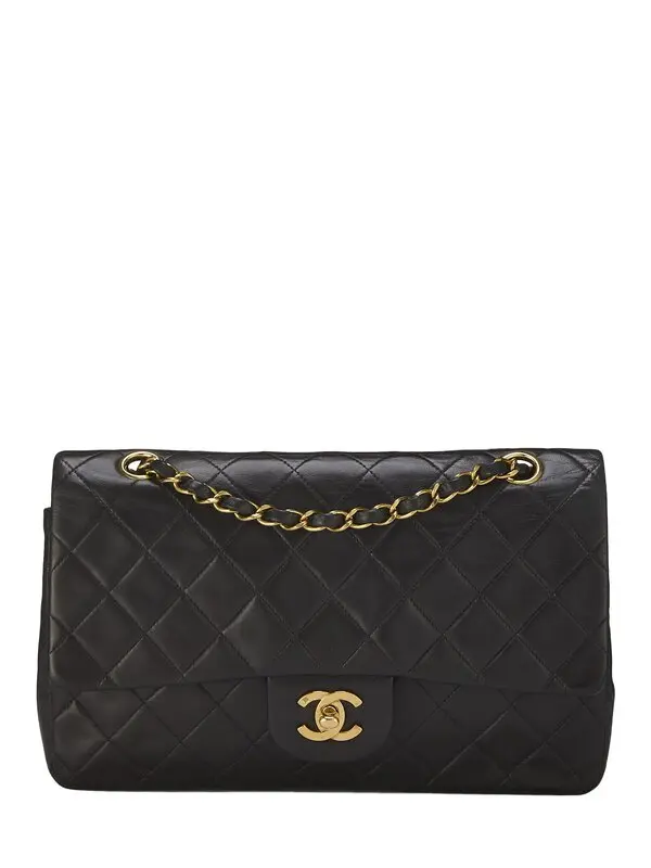 Chanel Quilted Lambskin Double Flap Bag - Black