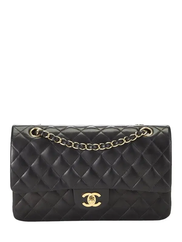 Chanel Quilted Lambskin Double Flap Bag - Black