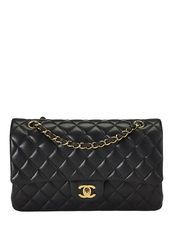 Chanel Quilted Lambskin Double Flap Bag - Black