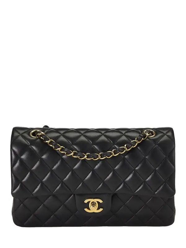 Chanel Quilted Lambskin Classic Double Flap Medium Shoulder Bag - Black