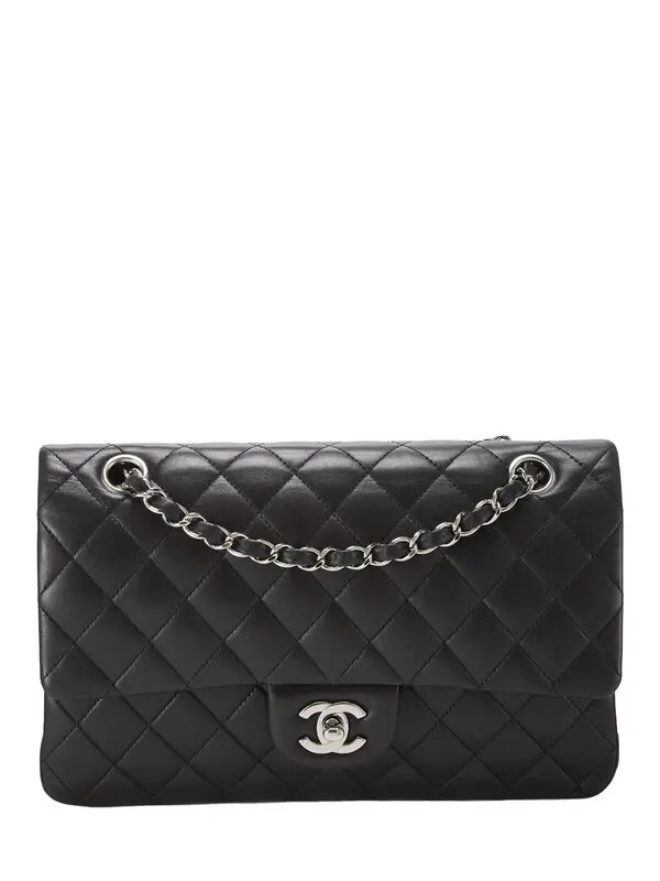 Chanel Quilted Lambskin Classic Double Flap Medium Shoulder Bag - Black