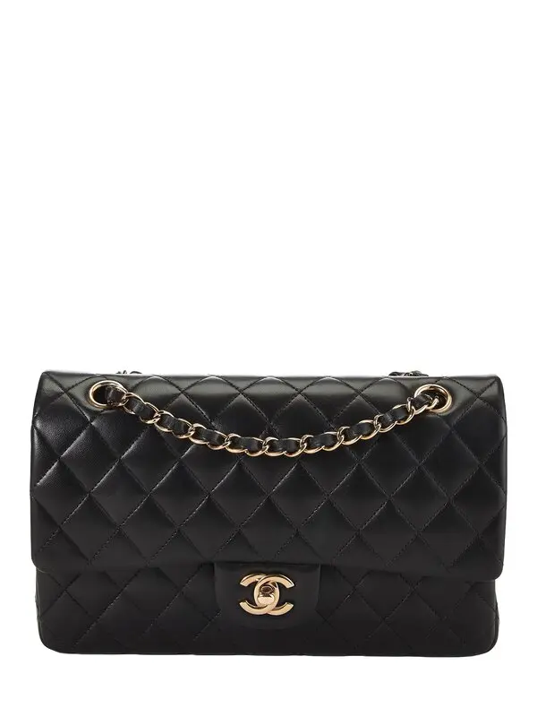 Chanel Quilted Lambskin Classic Double Flap Medium Shoulder Bag - Black