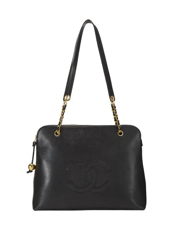 Chanel Caviar Zip Tote Bag - Black