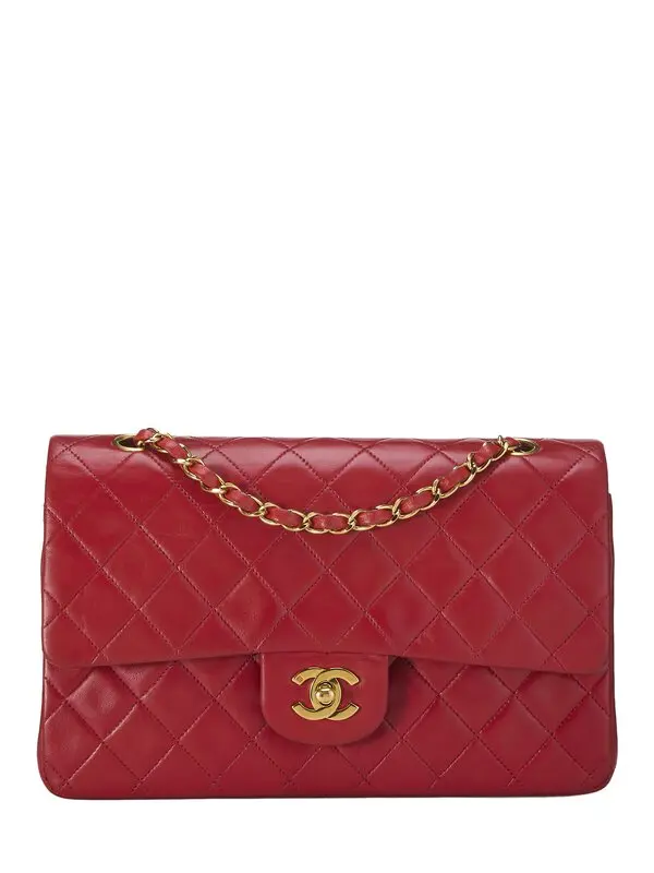 Chanel Quilted Lambskin Classic Double Flap Medium Shoulder Bag - Red