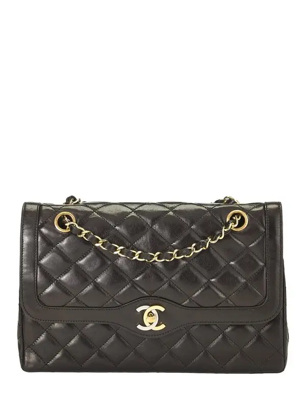 Chanel Quilted Lambskin Paris Limited Double Flap Medium - Black
