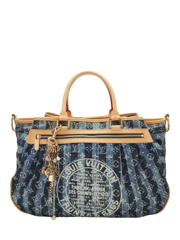LOUIS VUITTON Monogram Denim Cabas Raye - Blue