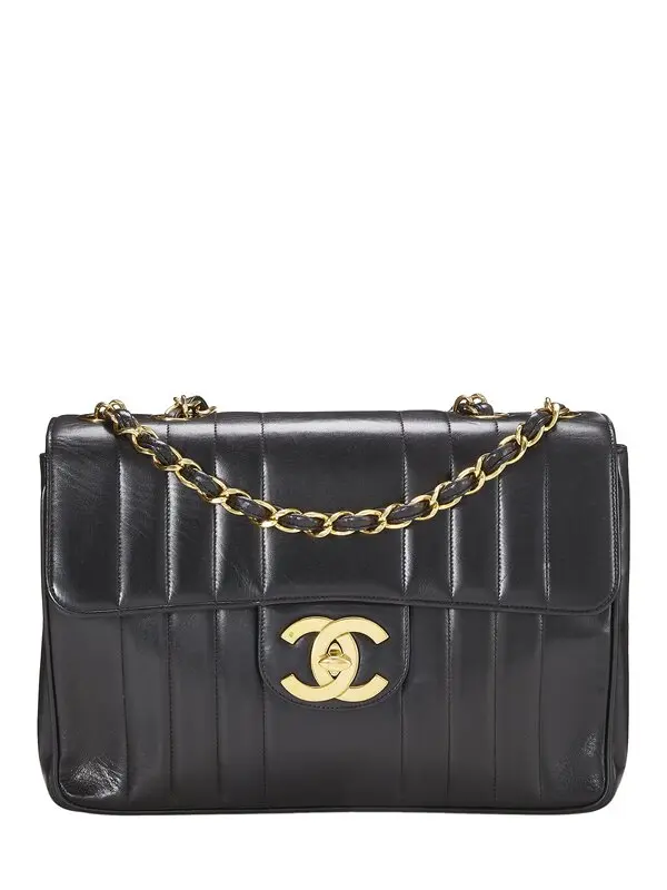 Chanel Vertical Lambskin Half Flap - Black
