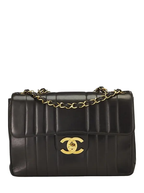 Chanel Vertical Lambskin Half Flap - Black