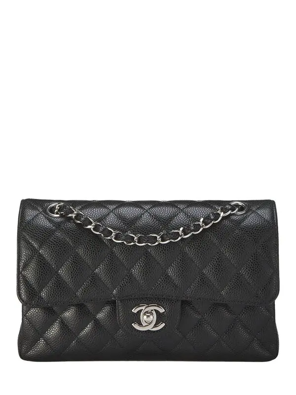 Chanel Quilted Caviar Classic Double Flap Small Shoulder Bag - Black