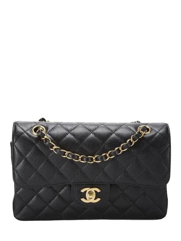 Chanel Quilted Caviar Classic Double Flap Small Shoulder Bag - Black