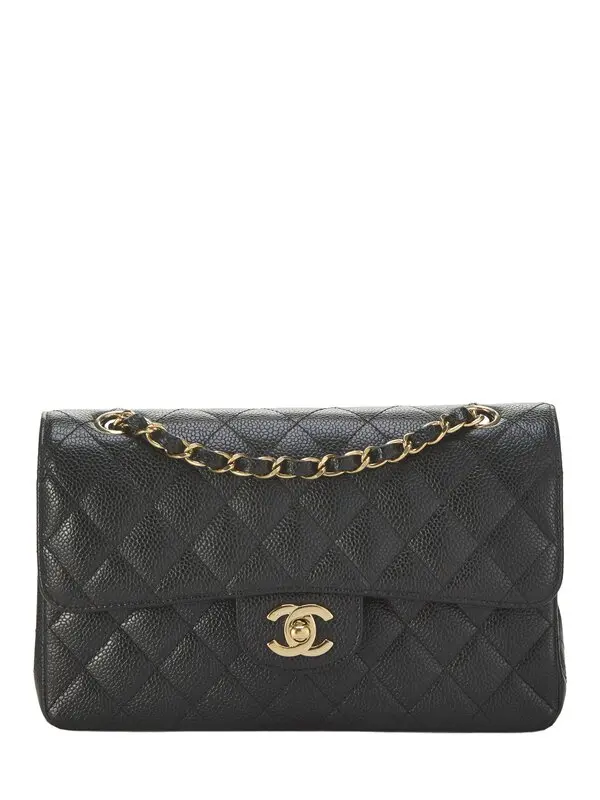 Chanel Quilted Caviar Classic Double Flap Small Shoulder Bag - Black