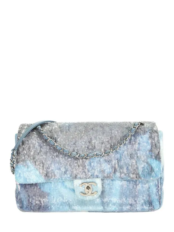 Chanel Sequin Waterfall Flap Bag - Blue