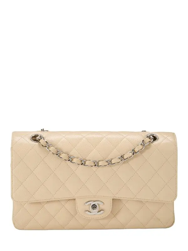Chanel Quilted Caviar Classic Double Flap Medium - Beige