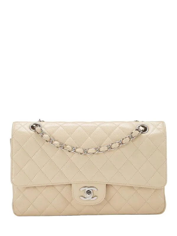 Chanel Quilted Caviar Classic Double Flap Medium - Beige