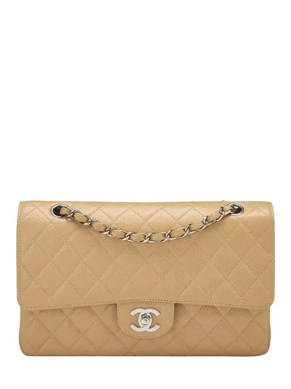 Chanel Quilted Caviar Classic Double Flap Medium - Beige