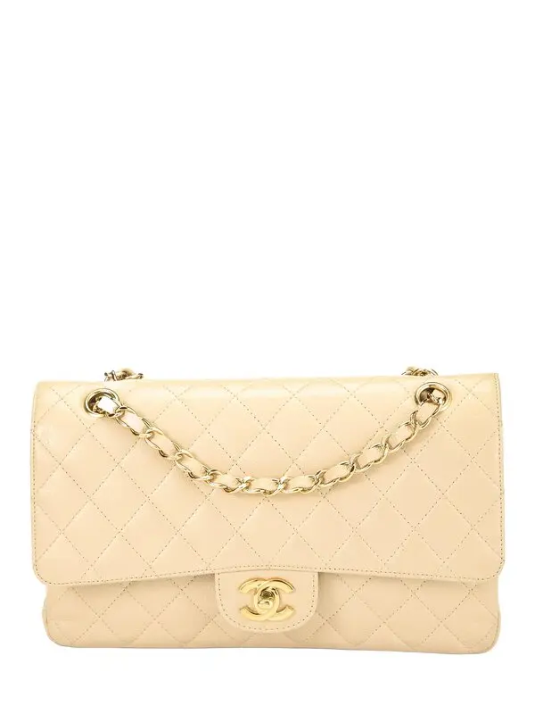 Chanel Quilted Caviar Classic Double Flap Medium - Beige