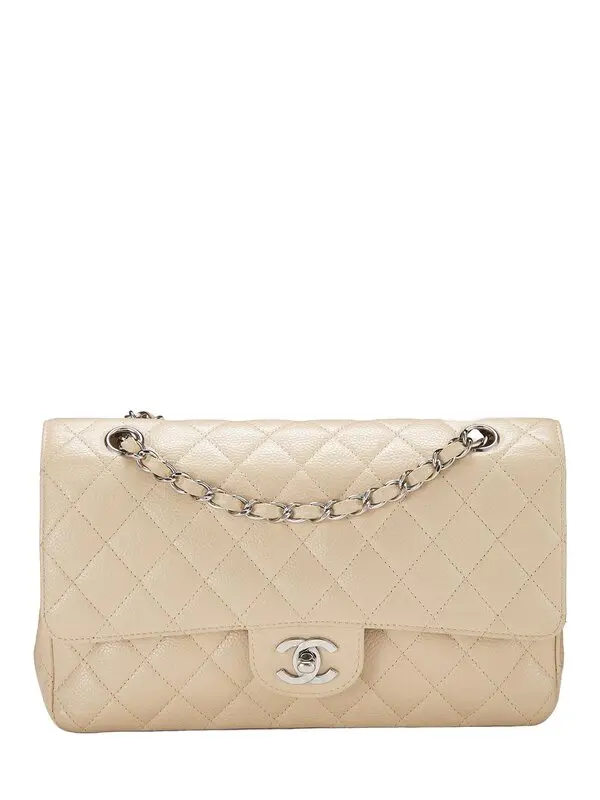 Chanel Quilted Caviar Classic Double Flap Medium - Beige