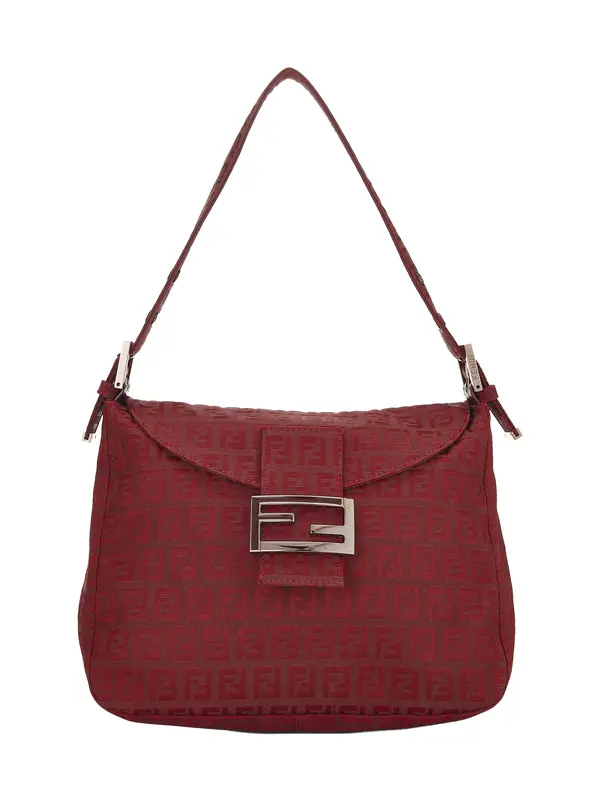 Fendi Zucchino Canvas Shoulder Bag - Red