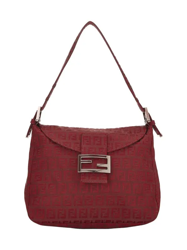 Fendi Zucchino Canvas Shoulder Bag - Red