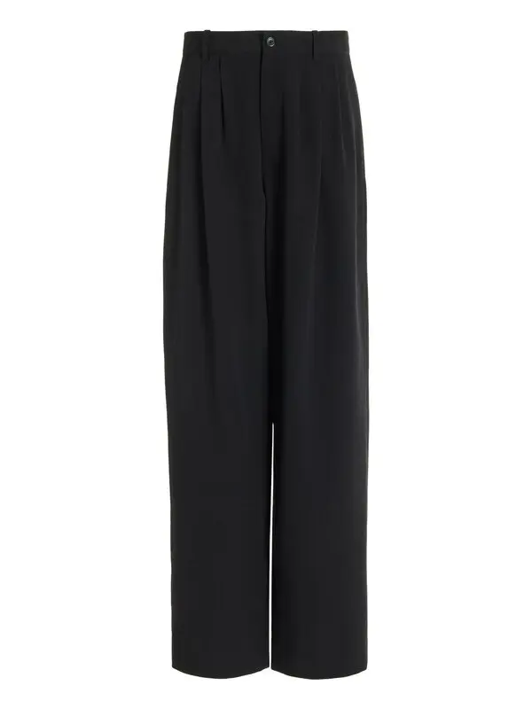 THE ROW Rufos Oversized Wool Twill Pleated Wide-leg Pants - Black